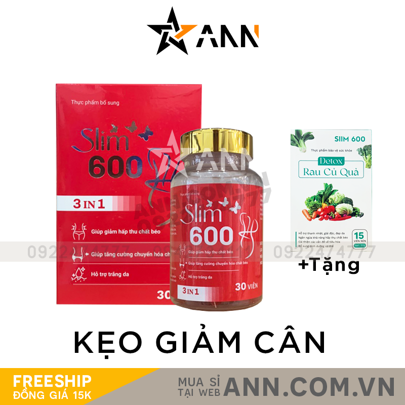 Đánh giá kẹo Giảm Cân Slim 600 3IN1 Tặng Detox Rau Củ - Sỉ Mỹ Phẩm Online
